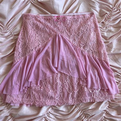 Sugar Thrillz Pink Lace Ruffle Mini Skirt Size Depop