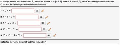 Solved Discrete Math Consider The Universal Set ℝr