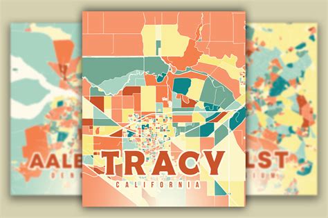 Tracy California Colorful Map Graphic By Poster Boutique · Creative Fabrica