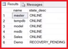 Sql Server Recovery Pending State Fix Repair Mdf File