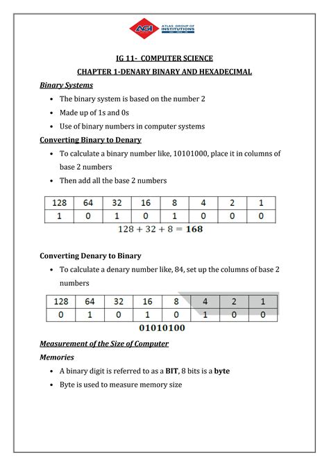 SOLUTION Chapter Denary Binary Hexadecimal Studypool