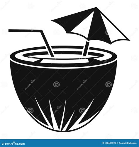 Coconut Cocktail Icon Simple Style Stock Vector Illustration Of