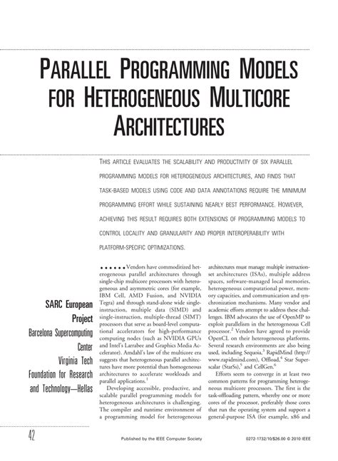 Pdf Parallel Programming Models For Heterogeneous Multicore Architectures