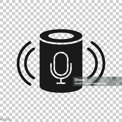 투명 한 스타일의 음성 길잡이 아이콘입니다 고립 된 배경에 스마트 홈 어시스트 벡터 일러스트 명령 센터 비즈니스 개념입니다 휠 캡에 대한 스톡 벡터 아트 및 기타 이미지