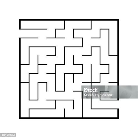 추상 사각형 미로입니다 아이들을위한 게임 아이들을위한 퍼즐 입구 1개 출구 1개 미로 수수께끼 흰색 배경에 격리된 플랫 벡터 그림입니다 0명에 대한 스톡 벡터 아트 및 기타