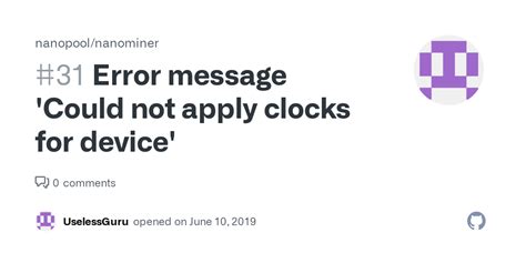 Error Message Could Not Apply Clocks For Device · Issue 31 · Nanopoolnanominer · Github