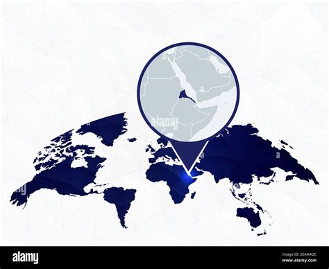 Eritrea Detailed Map Highlighted On Blue Rounded World Map Map Of Eritrea In Circle Stock