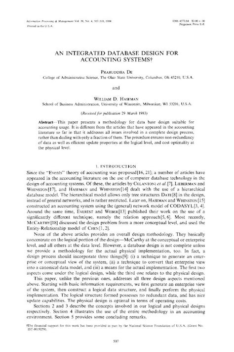 Pdf An Integrated Database Design For Accounting Systems† Dokumentips