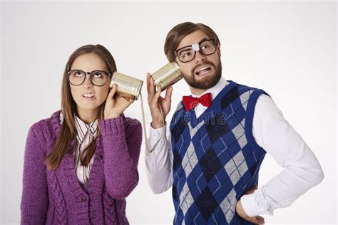 Funny Nerd Couple Stock Image Image Of Adult Open Communication