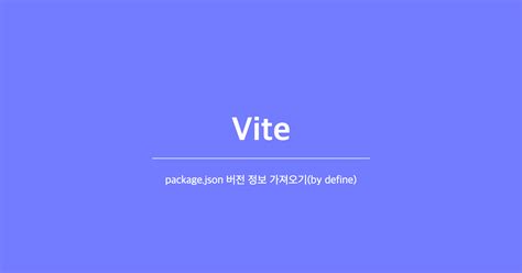 Vite Packagejson 버전 정보 가져오기by Define