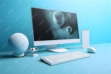 Free Ai Image 3d Rendered Illustration Computer Monitor Keyboard Mouse And Speaker