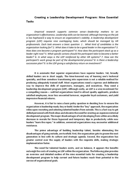 Creating A Leadership Development Program Pdf Leadership Team Building