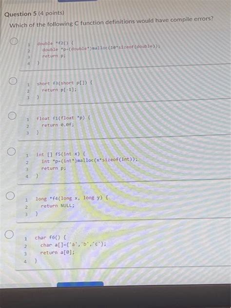 Solved Question 5 4 Points Which Of The Following C