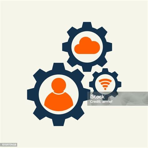 기어 휠 사용자 사람들 기호 벡터 일러스트와 함께입니다 벡터 아이콘 3차원 형태에 대한 스톡 벡터 아트 및 기타 이미지 3차원 형태 개념 개념과 주제 Istock