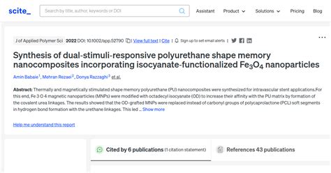 Synthesis Of Dual‐stimuli‐responsive Polyurethane Shape Memory