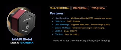 Mars M Usb3 0 Mono Camera Imx290 Player One Astronomy