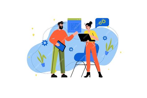 Premium Vector Concept Software Developers With People Scene In The Flat Cartoon Style Two