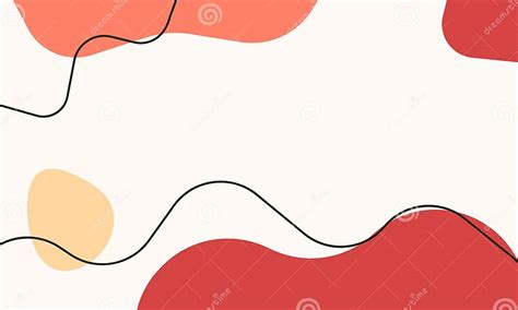 Simple Abstract Art Minimalist Hand Drawn Background With Wavy Lines And Cute Colorful Blob