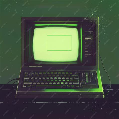 old vintage computer monitor with green screen retro style toned image premium ai generated image