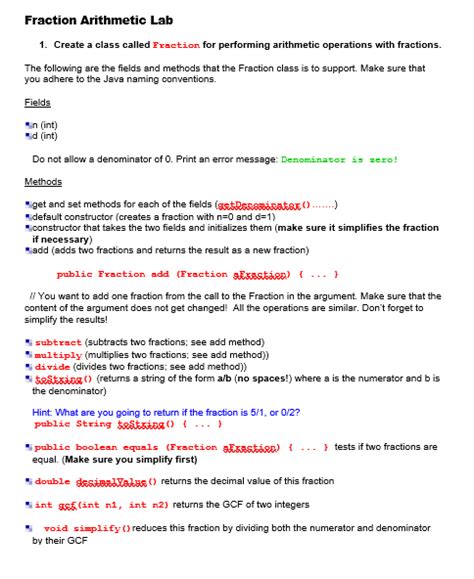 Solved Fraction Arithmetic Lab 1 Create A Class Called