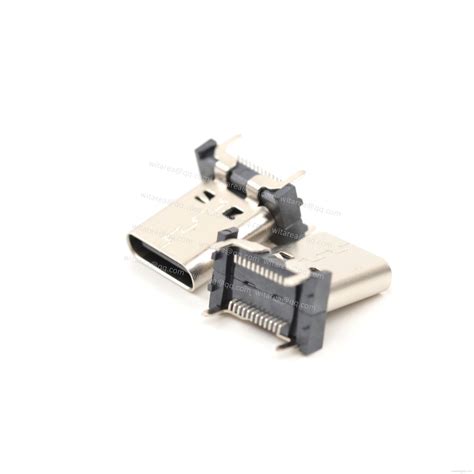 Usb Type C Female Receptacle Heavy Duty Power 24pin Type C Dual Row Smt Connectors Vertical