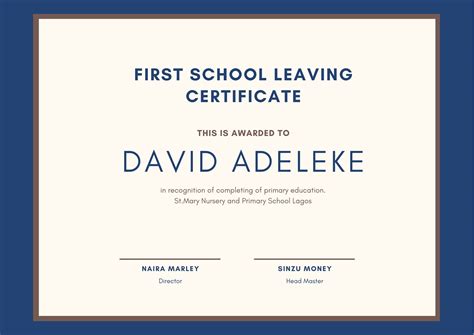 Primary School Leaving Certificate Format