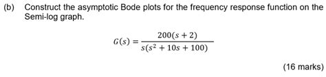 Solved B Construct The Asymptotic Bode Plots For The Chegg Com