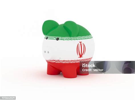 금융 저축 돈 흰색 배경에 돼지 저금통 이란 국기입니다 3d 그림 경제에 대한 스톡 사진 및 기타 이미지 경제 관광객 귀여운 Istock