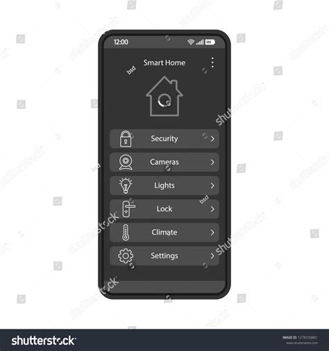 Smart Home App Interface Vector Template Stock Vector Royalty Free 1278103801