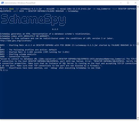 failed to connect to database · issue 1202 · schemaspy schemaspy · github