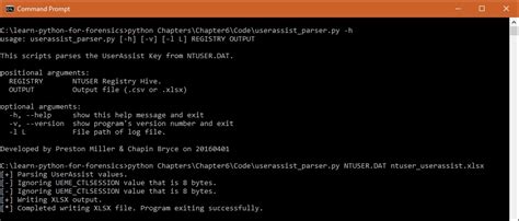 Running The Userassist Framework Learning Python For Forensics Book
