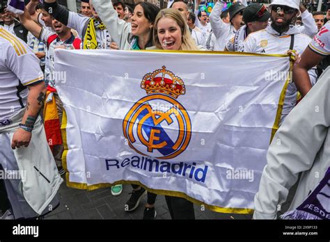 London Uk 01st June 2024 A Group Of Real Madrid Fans With Scarves