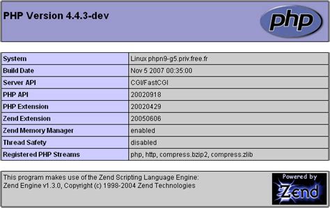 version php pour pages perso free avec upgrade php5 ai13