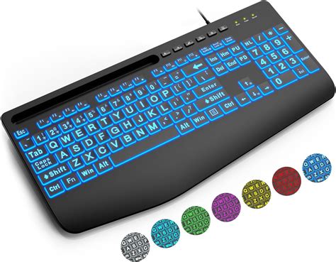 Amazon Com SABLUTE Large Print Backlit Keyboard Quiet USB Wired Computer Keyboard Electronics