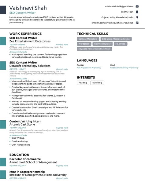 Vaishnavi Shah Work Experience Technical Skills Pdf Search Engine