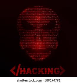 Skull Binary Codebackgroundredtexthackingtag Stock Vector Royalty Free Shutterstock