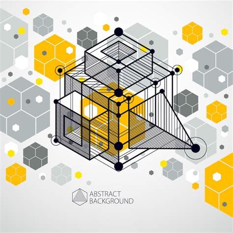 Premium Vector Trendy Geometric Vector Pattern Textured Abstract Cube Mesh Yellow Background