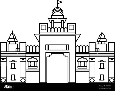 New Vishwanath Temple Thin Line Stock Vector Image And Art Alamy
