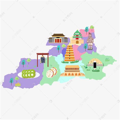 西安旅游地标地图素材图片免费下载 千库网