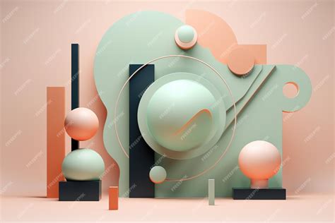 Pastel Colored 3d Geometric Shapes In A Dreamy Abstract Scene Premium Ai Generated Image