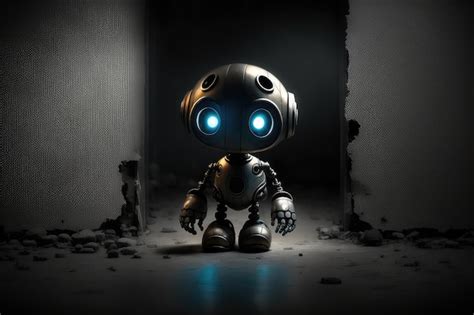 Premium Photo Chatbot Robot Sitting In Dark Room With Only Its Glowing Eyes Visible