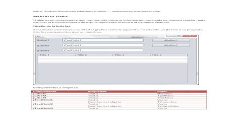 Manejo De Jtable · 2014 03 11 · Manejo De Jtable Jtable Es Un Componente Que