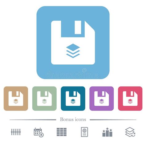 Multiple Files Flat Icons On Color Rounded Square Backgrounds Stock Vector Illustration Of