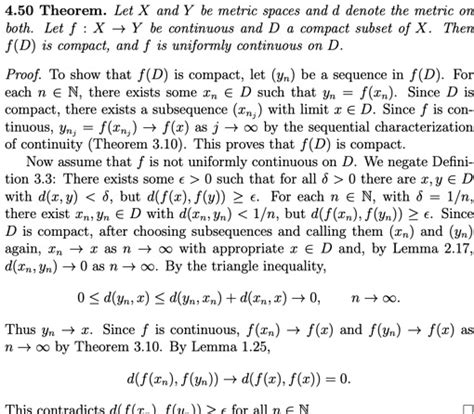 Solved 450 Theorem Let X And Y Be Metric Spaces And D Denote The Metric On Both Let F X 4x