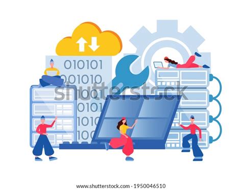 Teamwork Programmers Software Development Computer Technologies Stock Vector Royalty Free