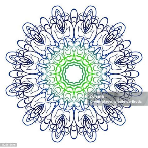 파란색 녹색 색소 만다라 꽃 장식 요소입니다 동양 패턴 벡터 일러스트 레이 션입니다 인도 모로코 미 스틱 오토 모티브 0명에 대한 스톡 벡터 아트 및 기타 이미지 Istock