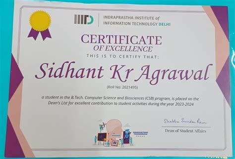 Sidhant Kumar Agrawal On Linkedin Deanslist Iiitd Foundationday2024 15 Comments