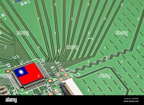 Flag Of The Republic Of China Or Taiwan On Semiconductor Chip Or