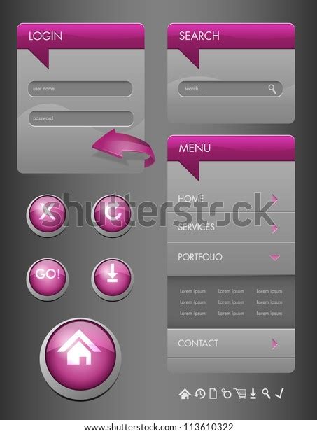 Website Template Ui Elements Stock Vector Royalty Free 113610322 Shutterstock