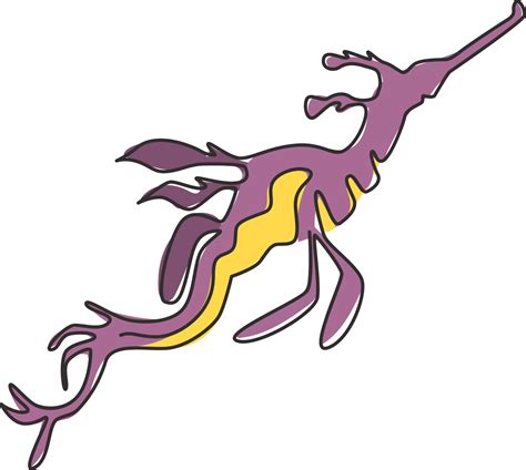 One Single Line Drawing Of Beautiful Leafy Seadragon For Company Logo Identity Sea Monster